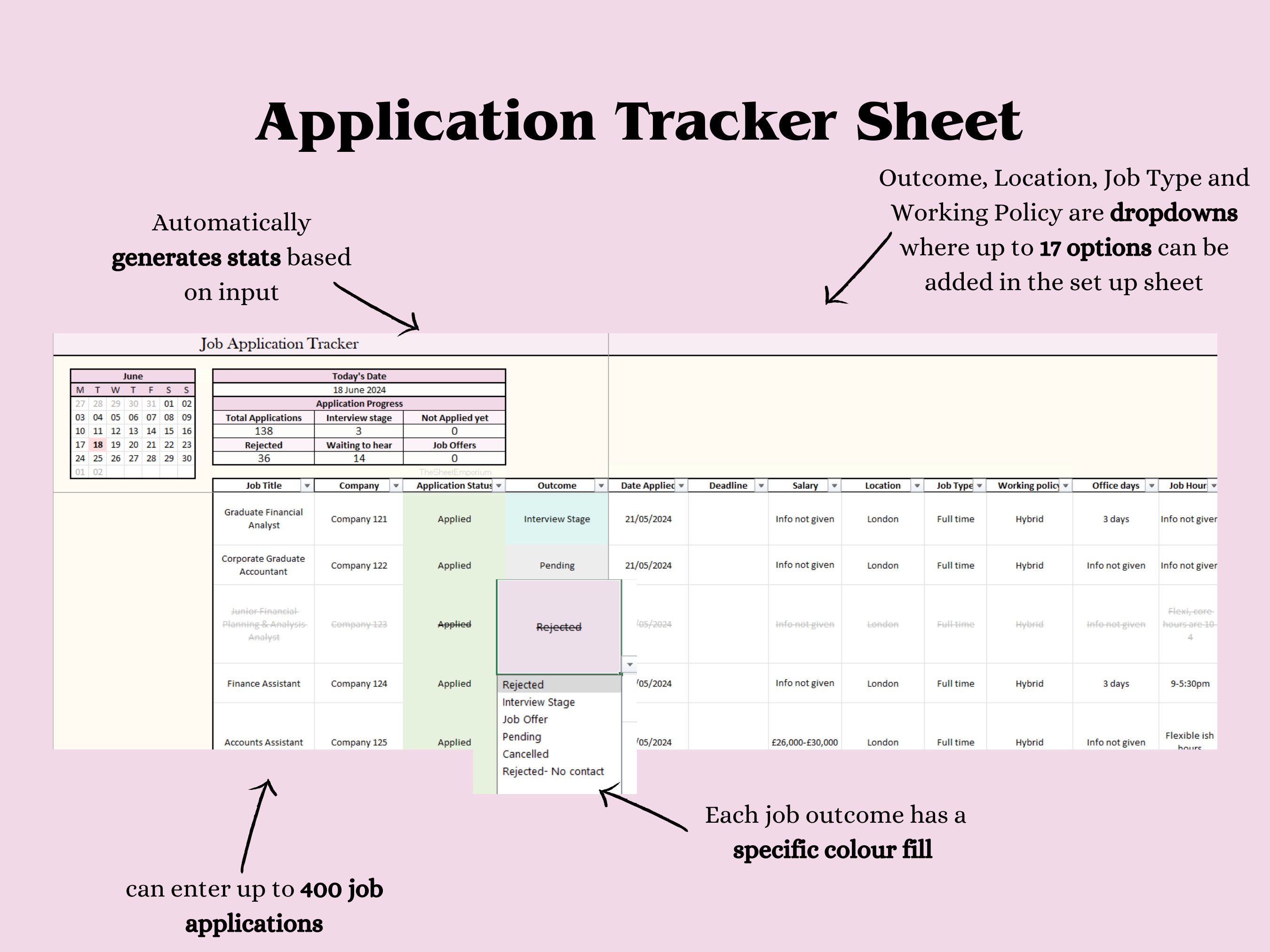 Job Application Tracker, Excel, Job Planner, Job Tracker Template ...