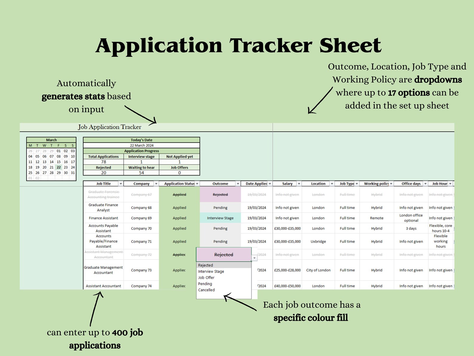 Job Application Tracker, Excel, Job Planner, Job Tracker Template ...