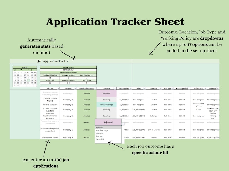 Job Application Tracker, Excel, Job Planner, Job Tracker Template ...