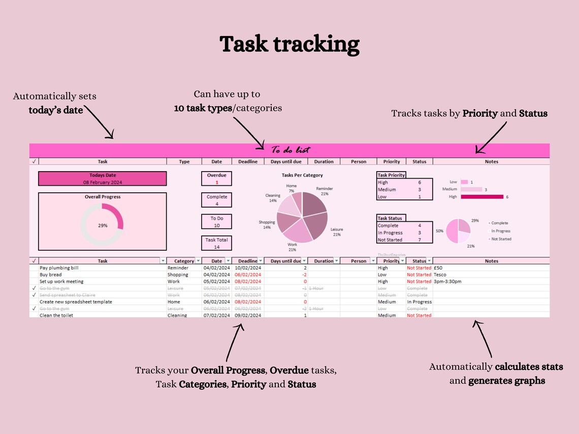 To Do List Excel Template, Digital Daily and Weekly Schedule/planner ...