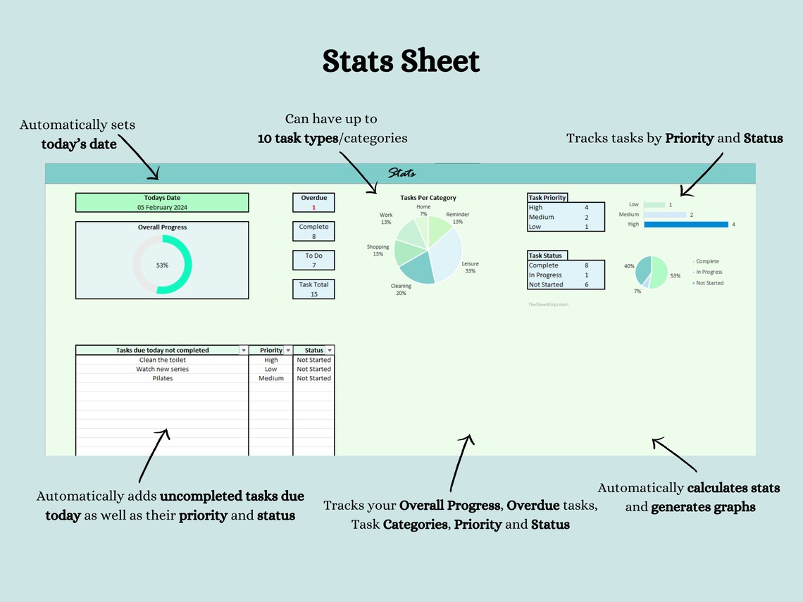To Do List Excel Template, Digital Daily and Weekly Schedule/planner ...