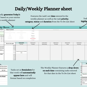 To Do List Excel Template, Digital Daily and Weekly Schedule/planner ...