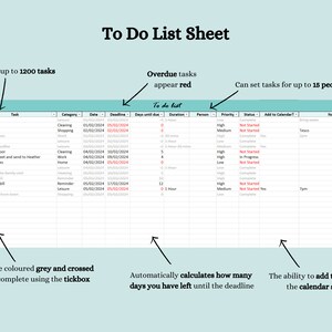 To Do List Excel Template, Digital Daily and Weekly Schedule/planner ...