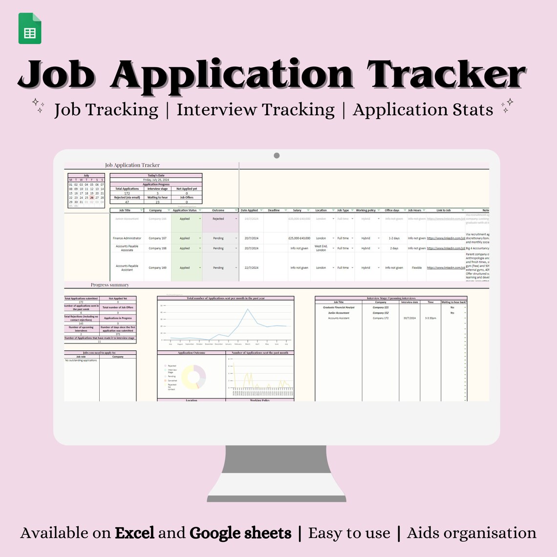 Job Application Tracker, Google Sheets, Job Planner, Job Tracker ...