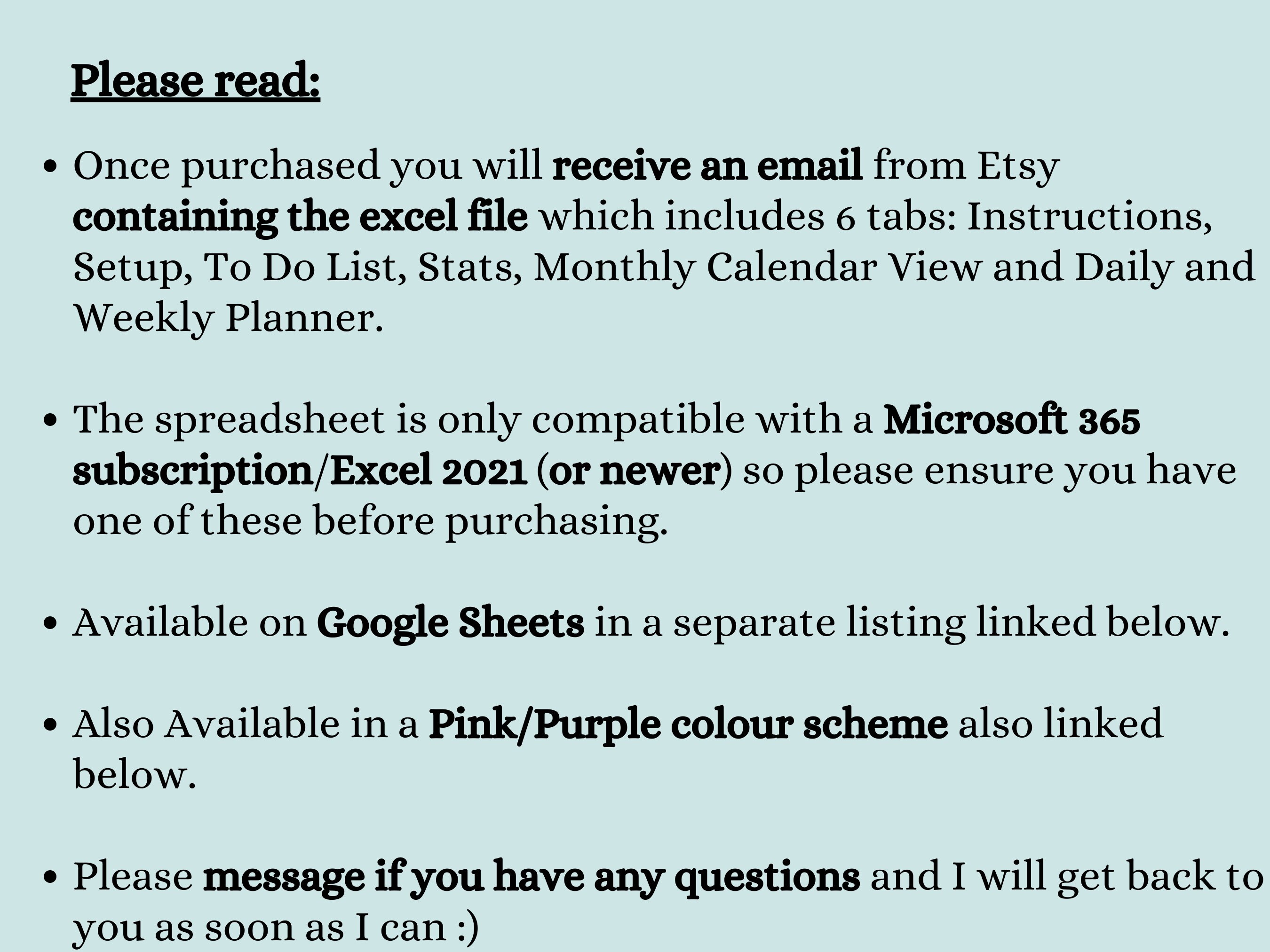 To Do List Excel Template, Digital Daily and Weekly Schedule/planner ...
