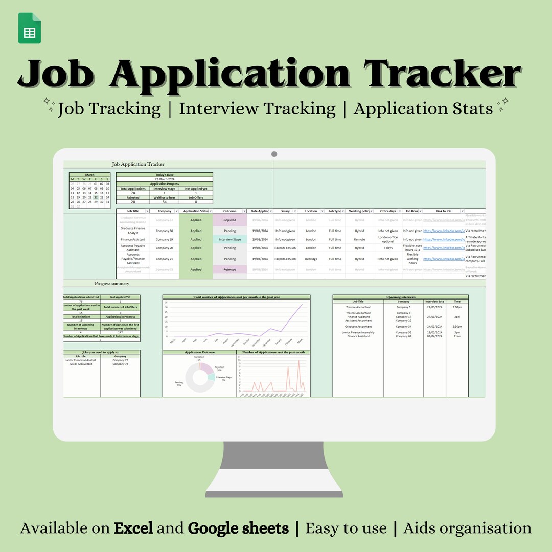 Job Application Tracker, Google Sheets, Job Planner, Job Tracker ...