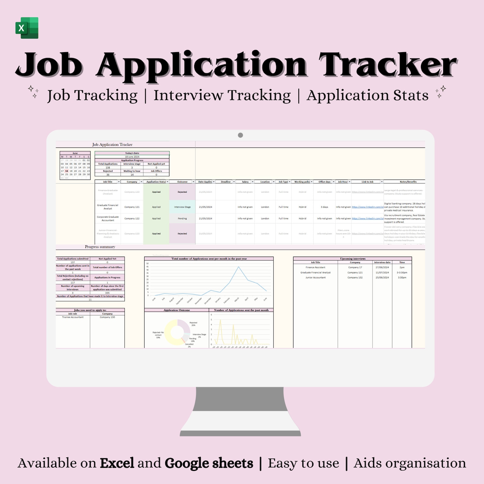 Job Application Tracker, Excel, Job Planner, Job Tracker Template ...