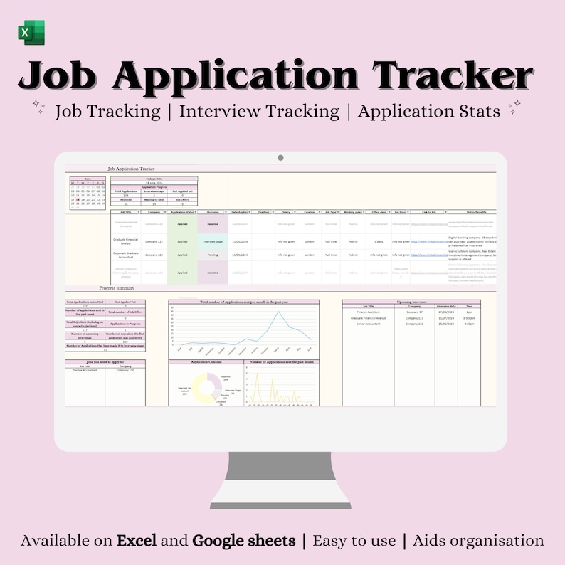 Job Application Tracker, Excel, Job Planner, Job Tracker Template ...