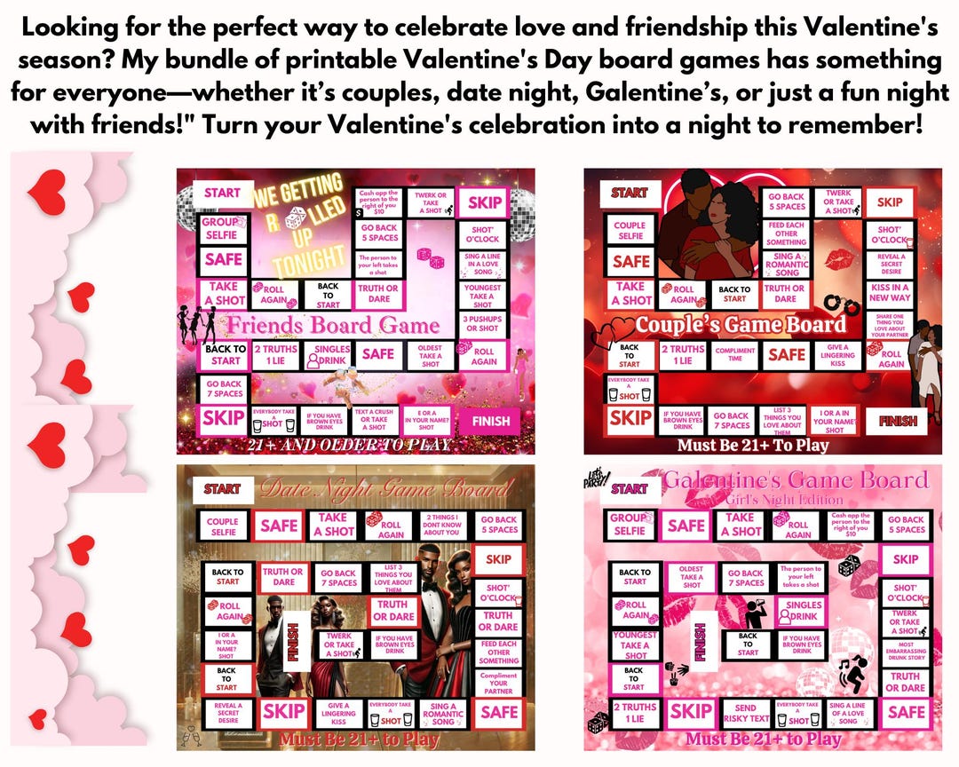 Valentine’s Day Board Game Canva Template, Editable Board Game Template ...