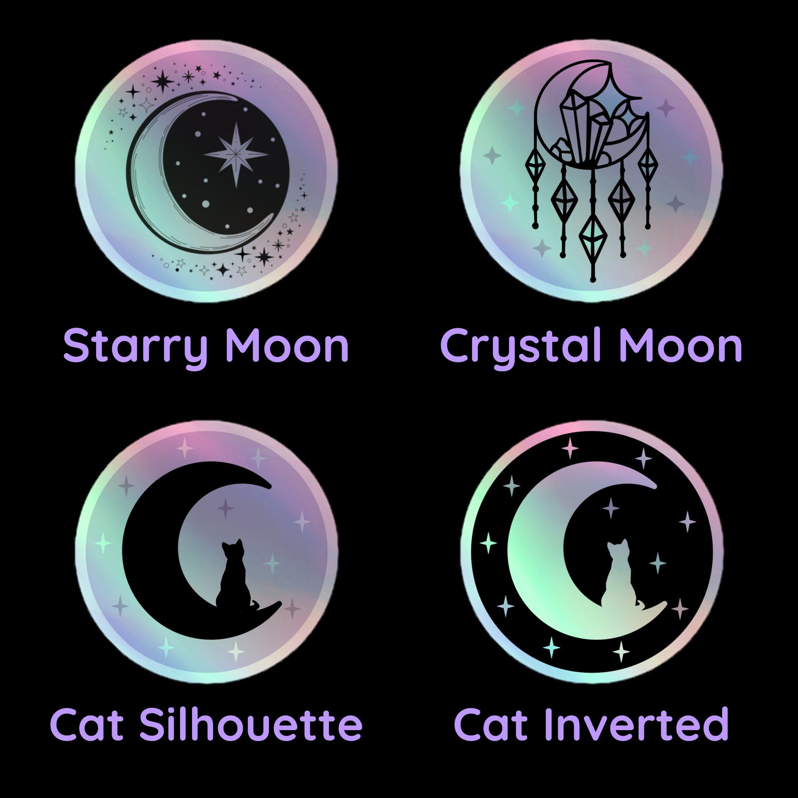 Holographic Moon Stickers: Witchcore, Pastel Goth - Etsy