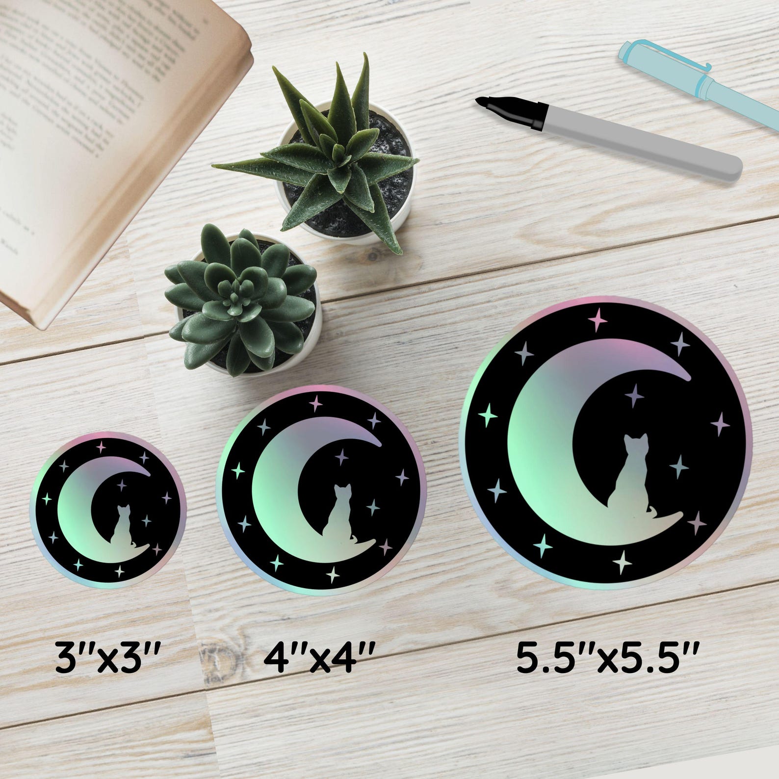 Holographic Moon Stickers: Witchcore, Pastel Goth - Etsy