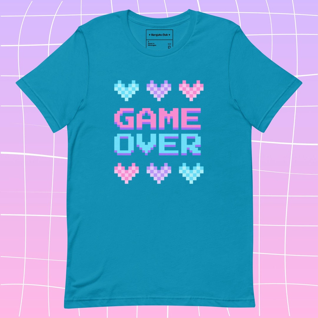 Pastel Game Over Shirt, Cozy Gamer Girl Tee, Nostalgic Kawaii Fashion ...