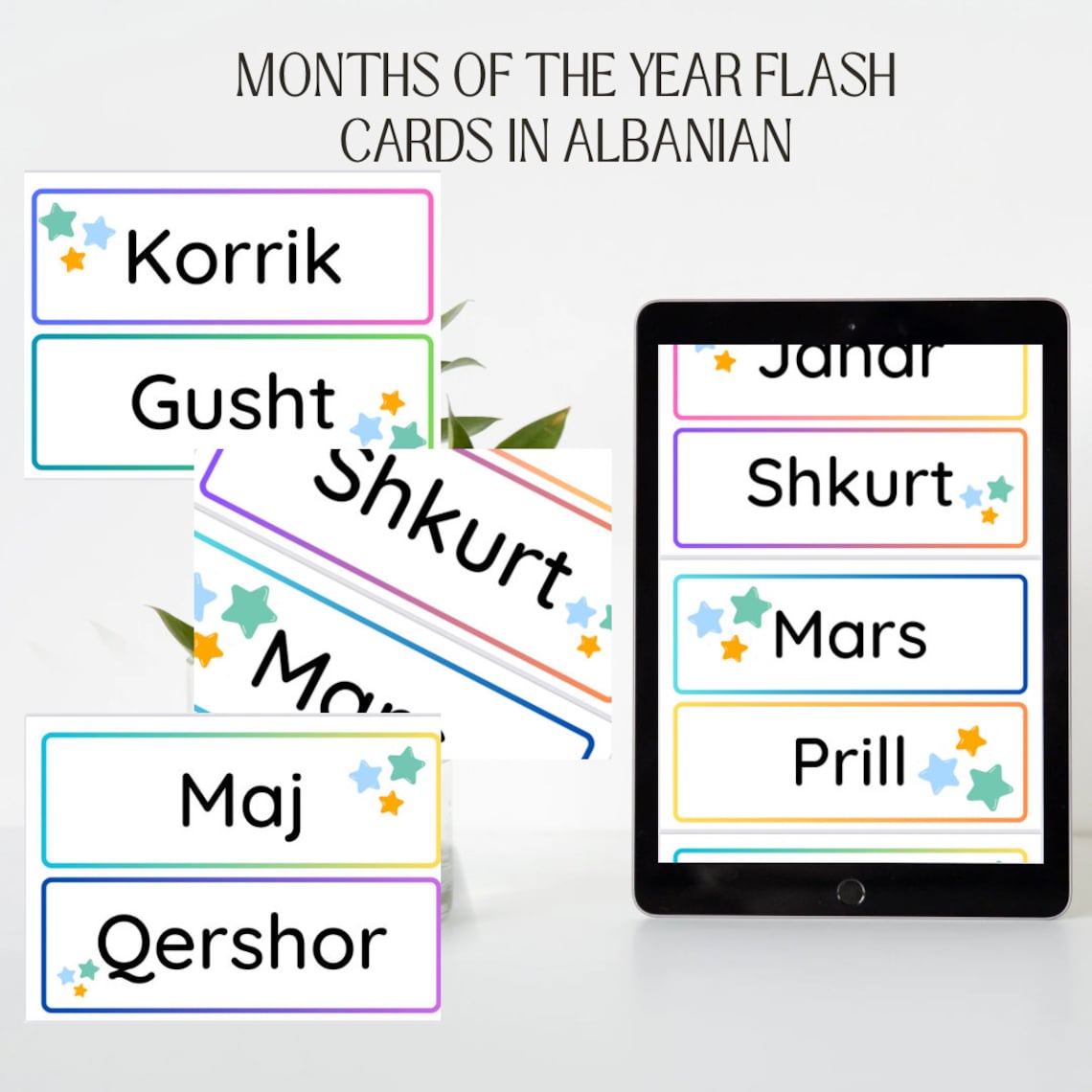 Months of the Year Flashcards in Albanian Digital Download - Etsy
