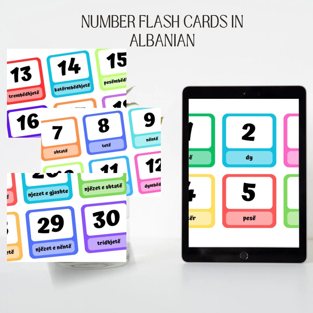 Number Flashcards in Albanian 1-30 - Etsy