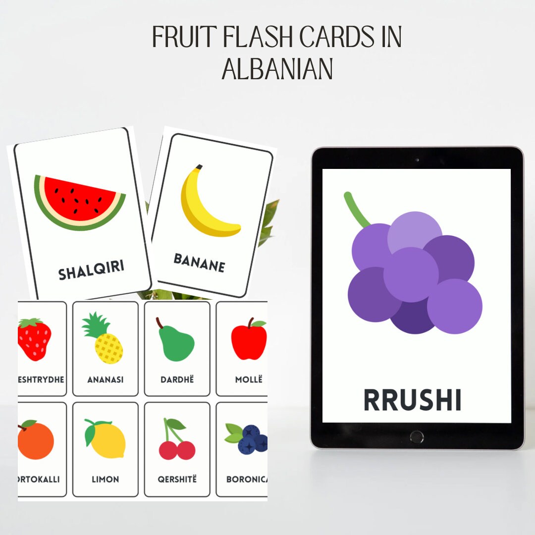 Fruits Flashcards in Albanian Digital Download - Etsy