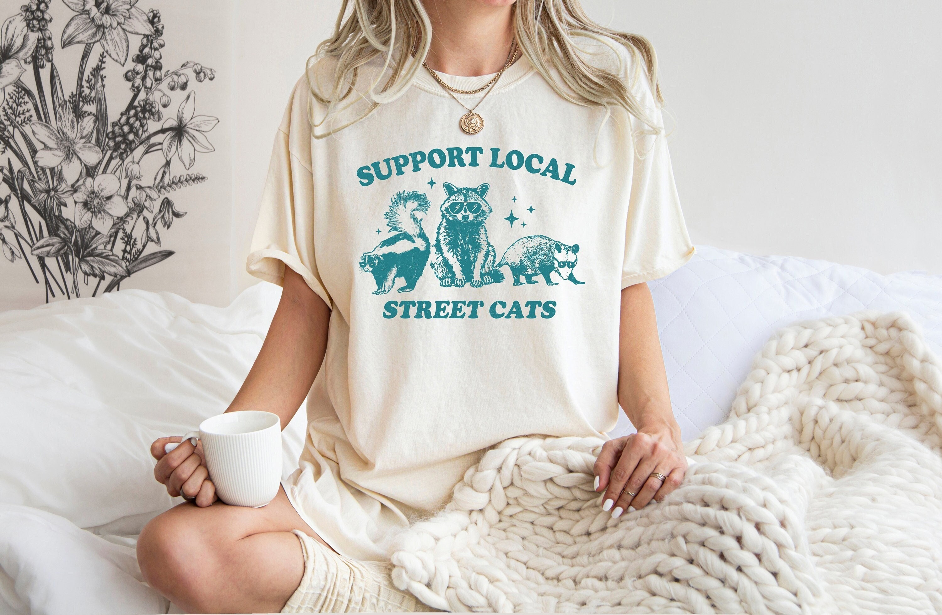Support Your Local Street Cats Graphic T-shirt, Retro Unisex Adult T ...