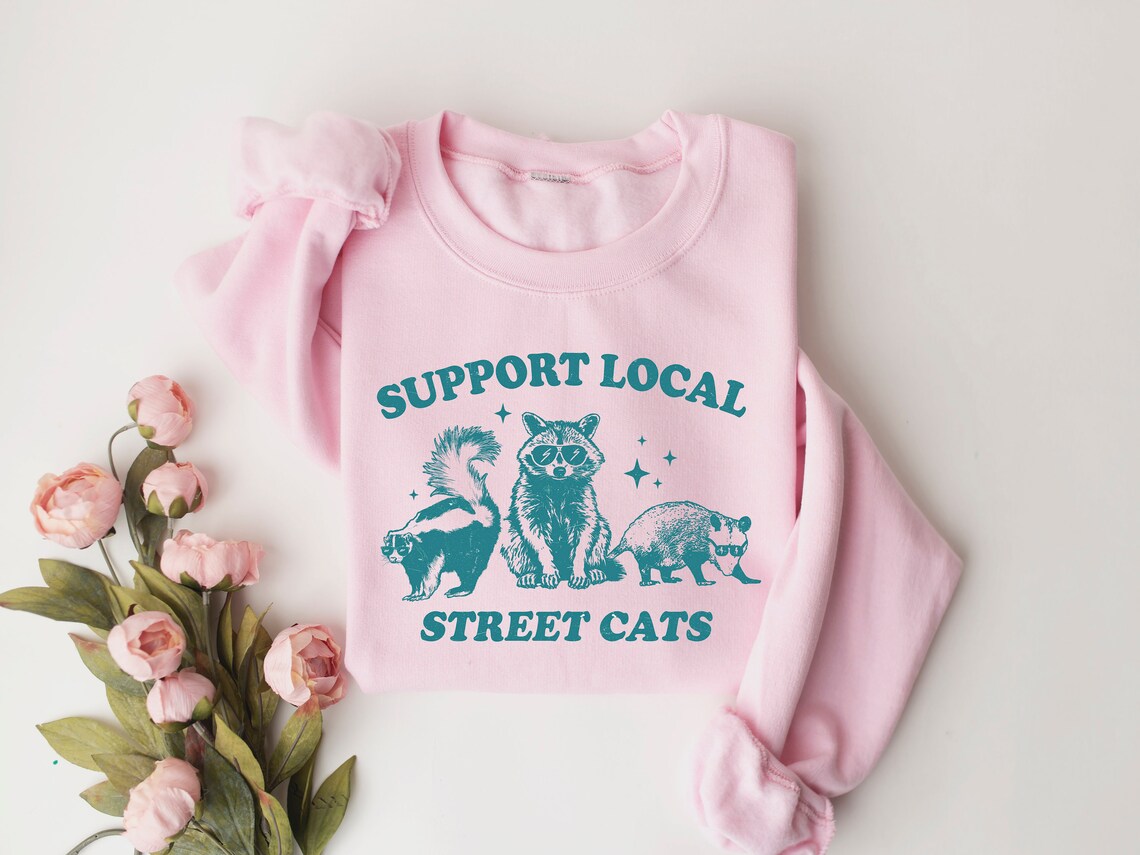 Support Your Local Street Cats Graphic T-shirt, Retro Unisex Adult T ...