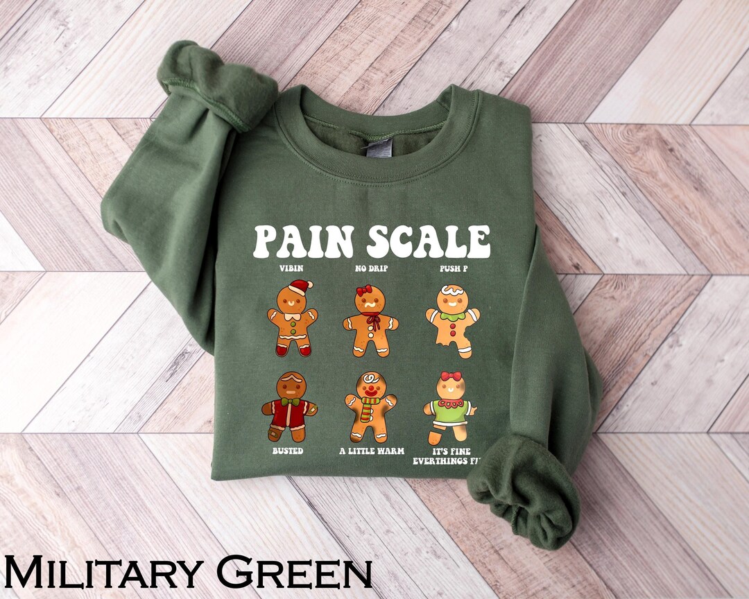 Gingerbread Nurse Christmas Sweatshirt, Pain Scale Nurse Sweatshirt ...