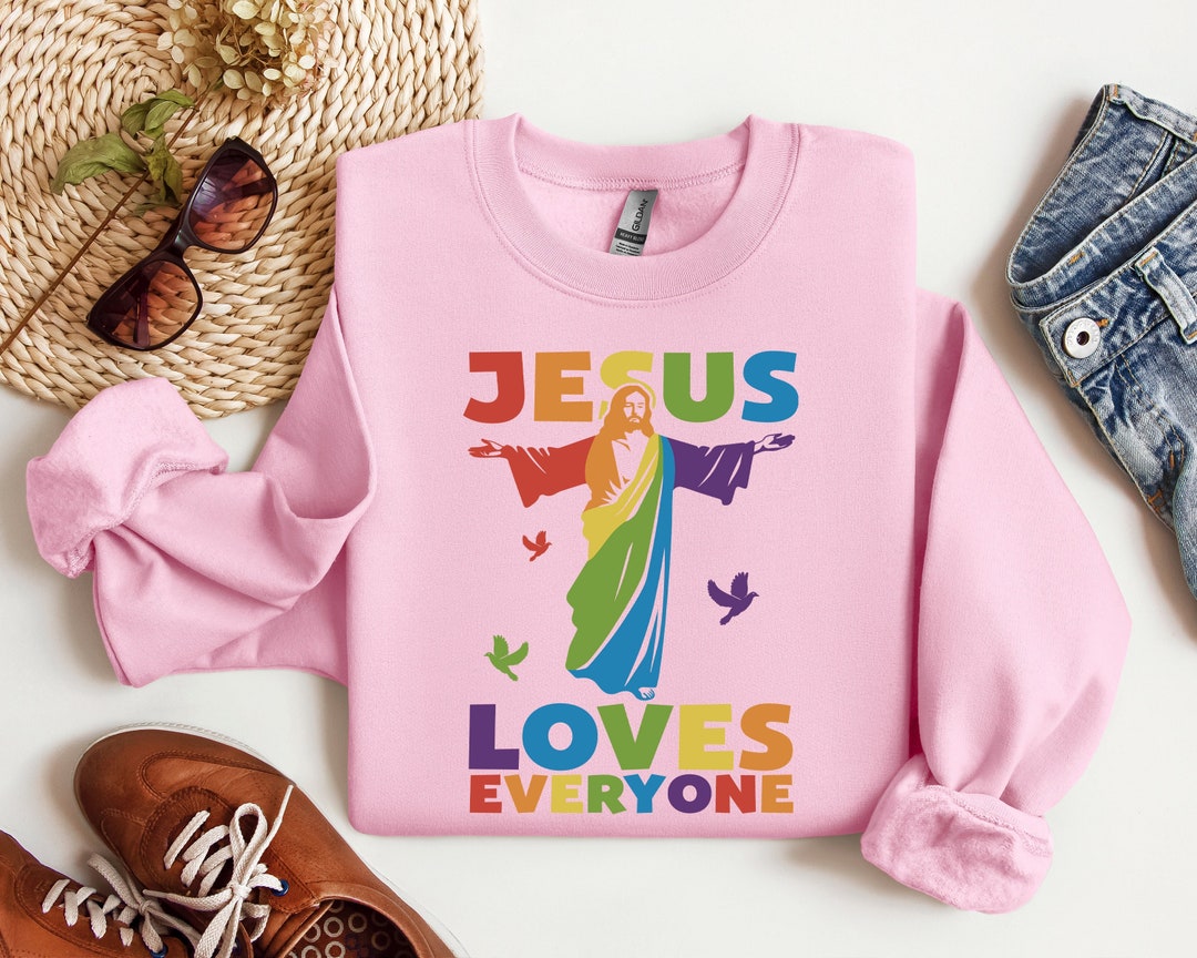 Jesus Loves Everyone Pride Shirt, LGBT Jesus Shirt, Love is Love Shirt ...