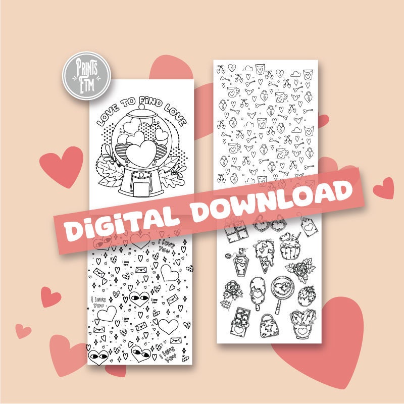 Valentine's Day Coloring Book Cute Downloadable Printing Coloring Pages ...