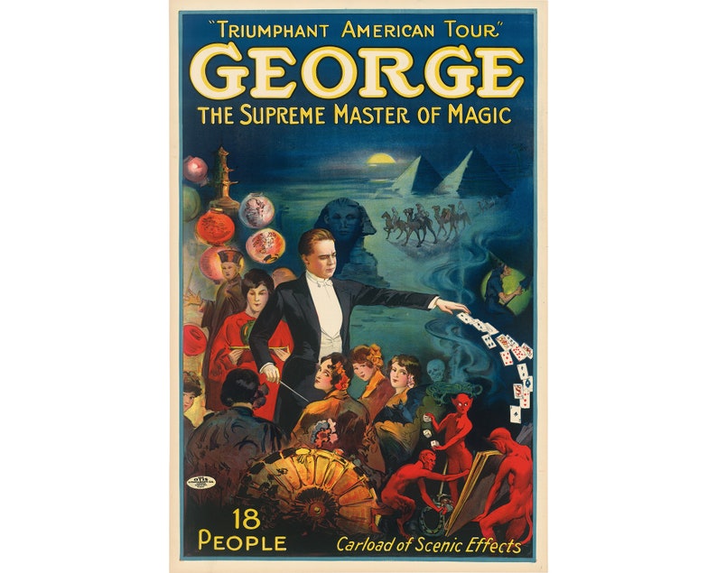 Original Vintage Magic Poster 1926 George Cards the Supreme Master of ...
