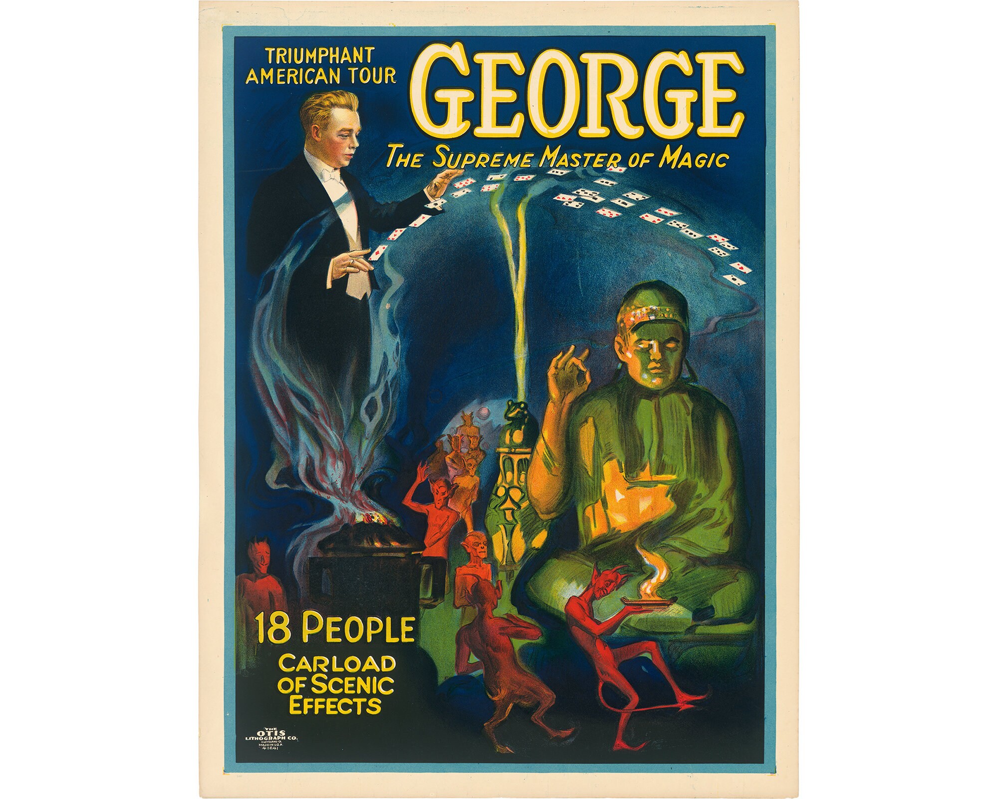 Original Vintage Magic Poster 1924 George the Supreme Master of Magic ...