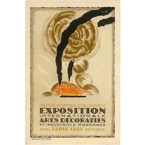 Rare 1925 Paris Exposition Art Deco Lithograph Poster by Loupot - Etsy