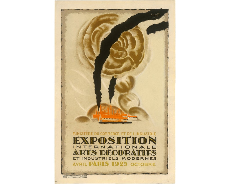 Rare 1925 Paris Exposition Art Deco Lithograph Poster by Loupot - Etsy