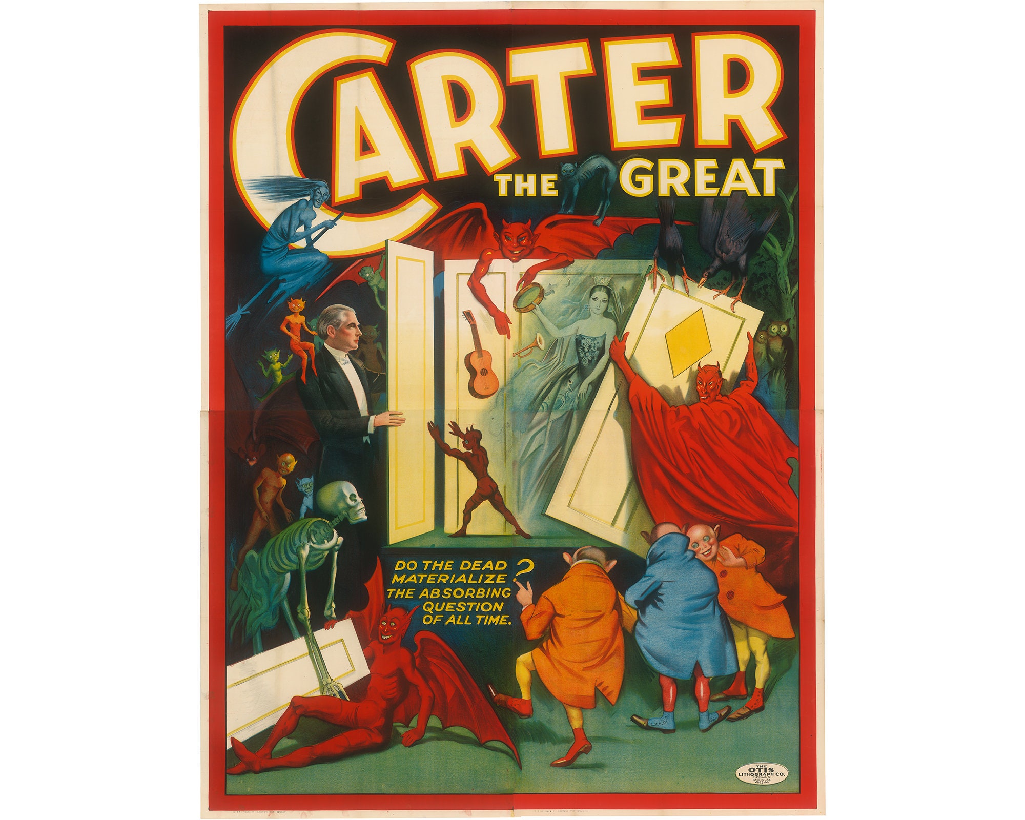 Oversize Original Vintage Magic Poster 1926 Carter the Great Lithograph ...