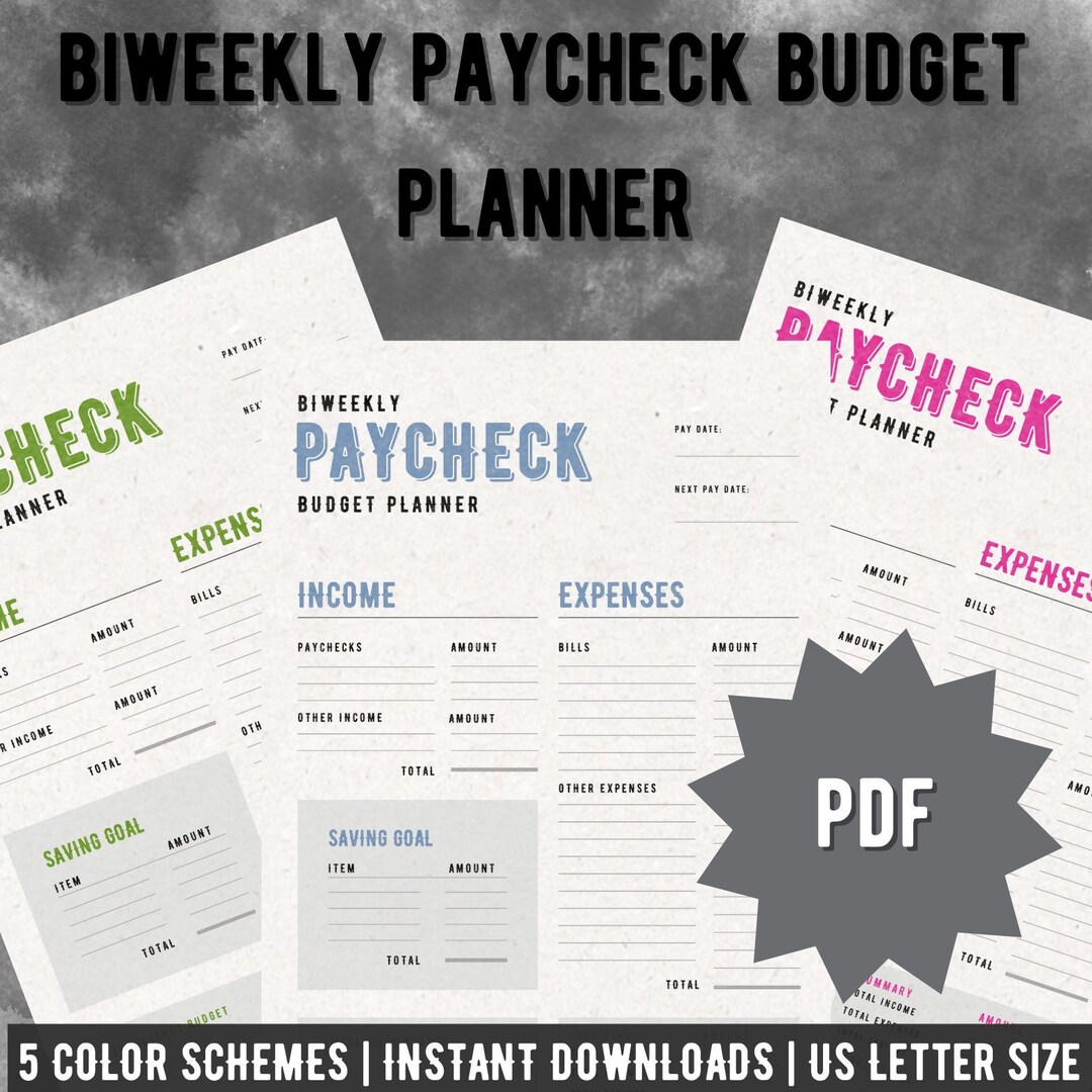 Printable Biweekly Paycheck Budget Overview Template for US Letter ...