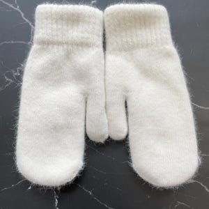 White Rabbit Yarn Mittens: Soft Winter Gloves. Winter Accessories - Etsy