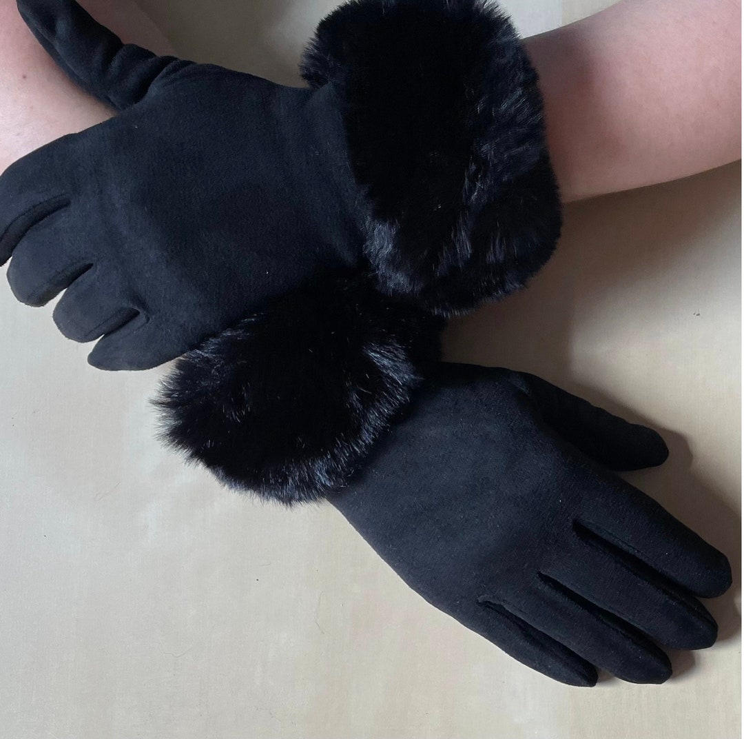 Black Smart Touch Gloves, Ladies Winter Mittens, Accessories - Etsy