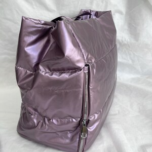 Metallic Purple Puffer Tote Bag: Large Padded Bag, Accessories - Etsy