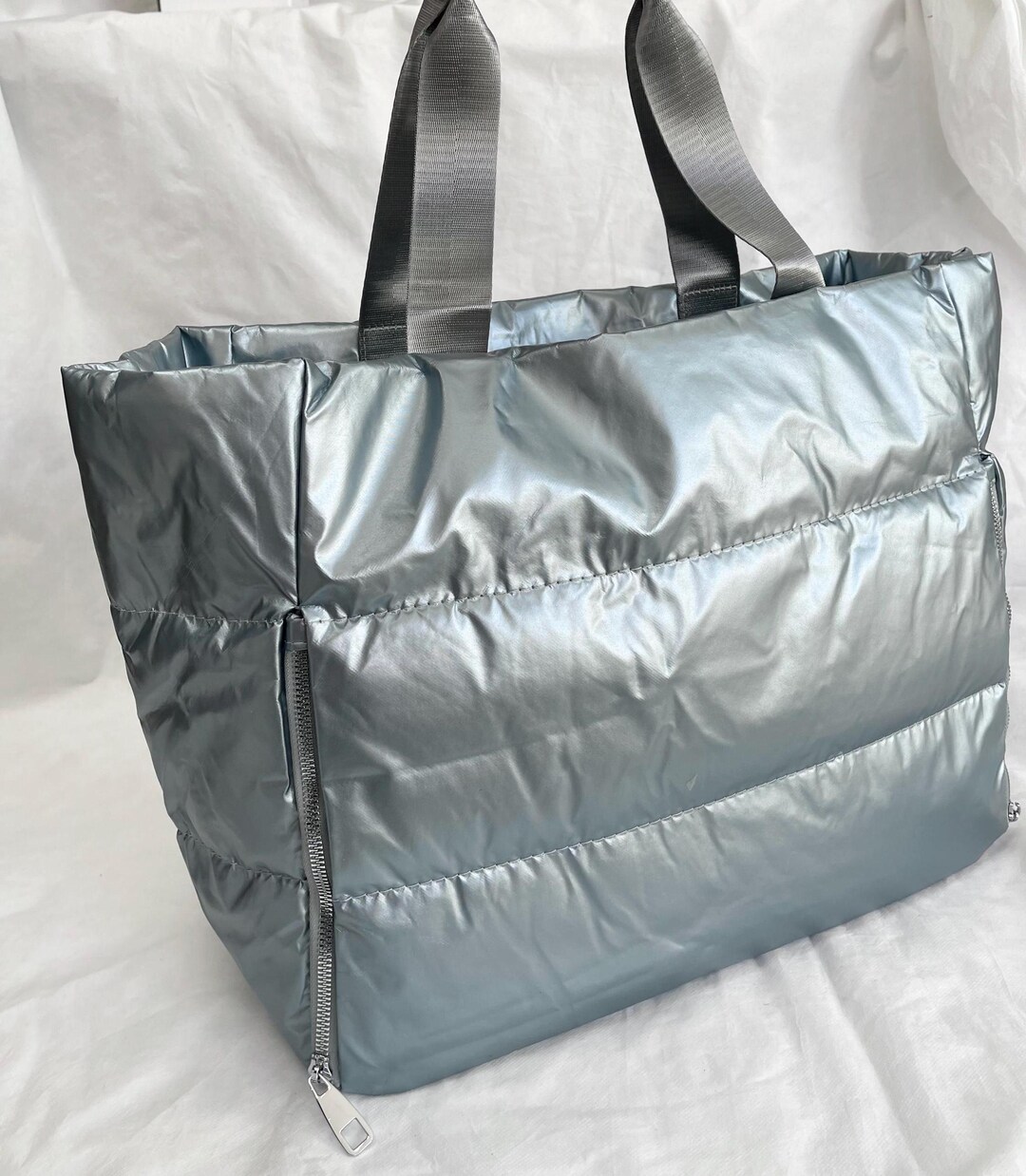 Puffer Tote Bag, Large Padded Bag, Blue Bag, Padded Bag,gray Winter ...