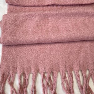 Dusty Pink Wool Scarf, Plaid, Large Shawl, Warm Wrap, Winter ...