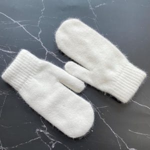 White Rabbit Yarn Mittens: Soft Winter Gloves. Winter Accessories - Etsy