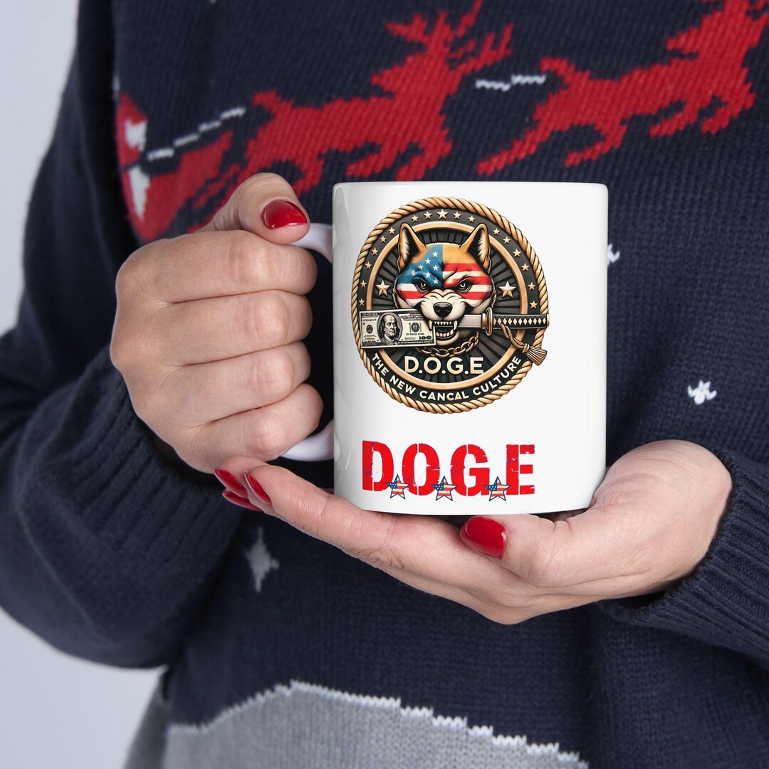 Trump Elon Musk DOGE Ceramic Mug, Department of Government Efficiency ...