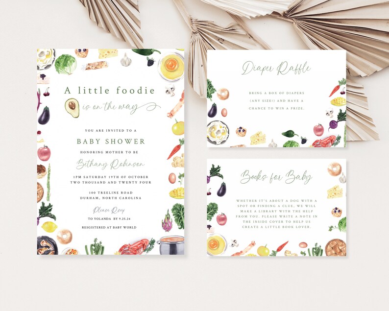 A Little Foodie is on the Way Baby Shower Invitation Suite, Locally ...
