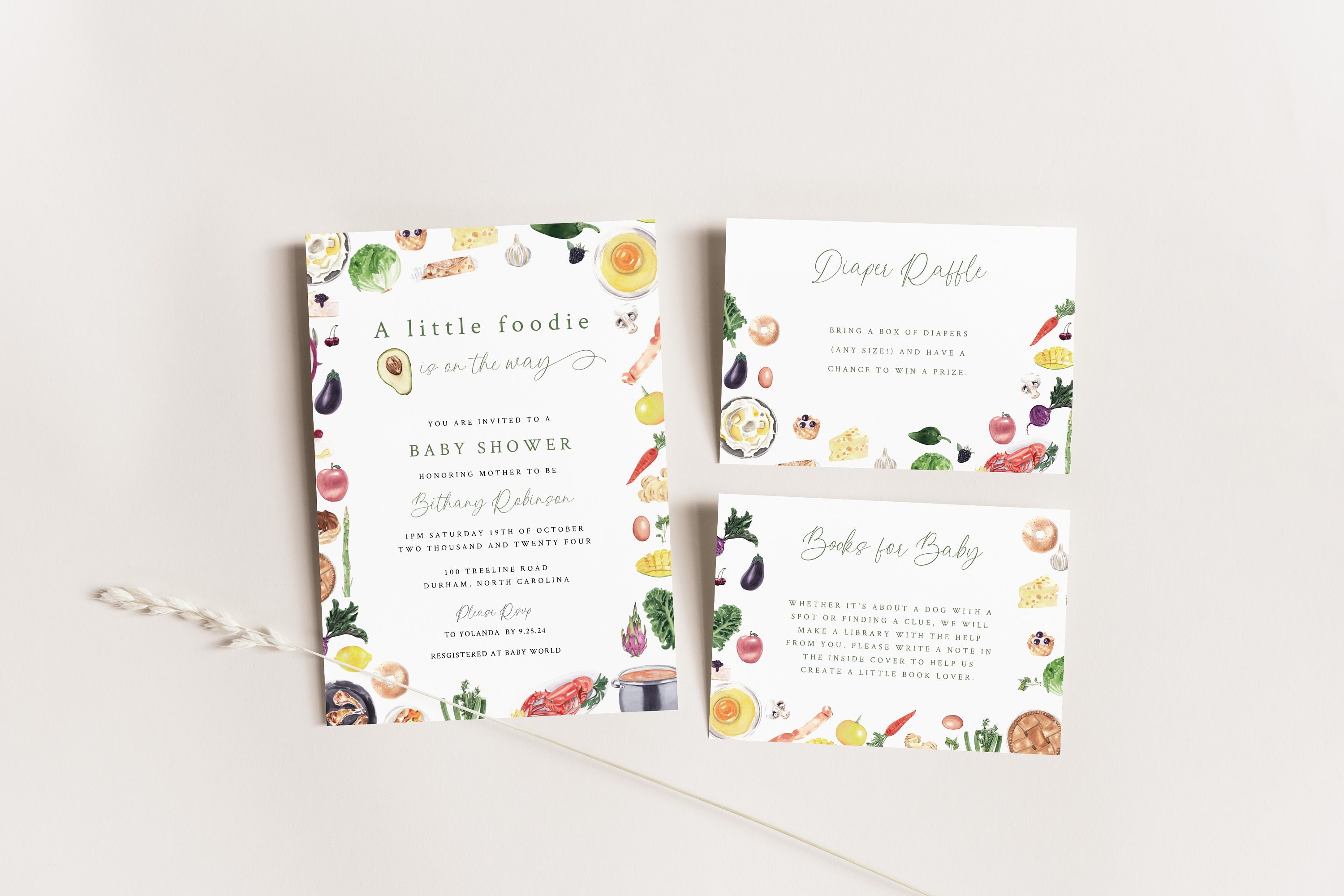 A Little Foodie is on the Way Baby Shower Invitation Suite, Locally ...