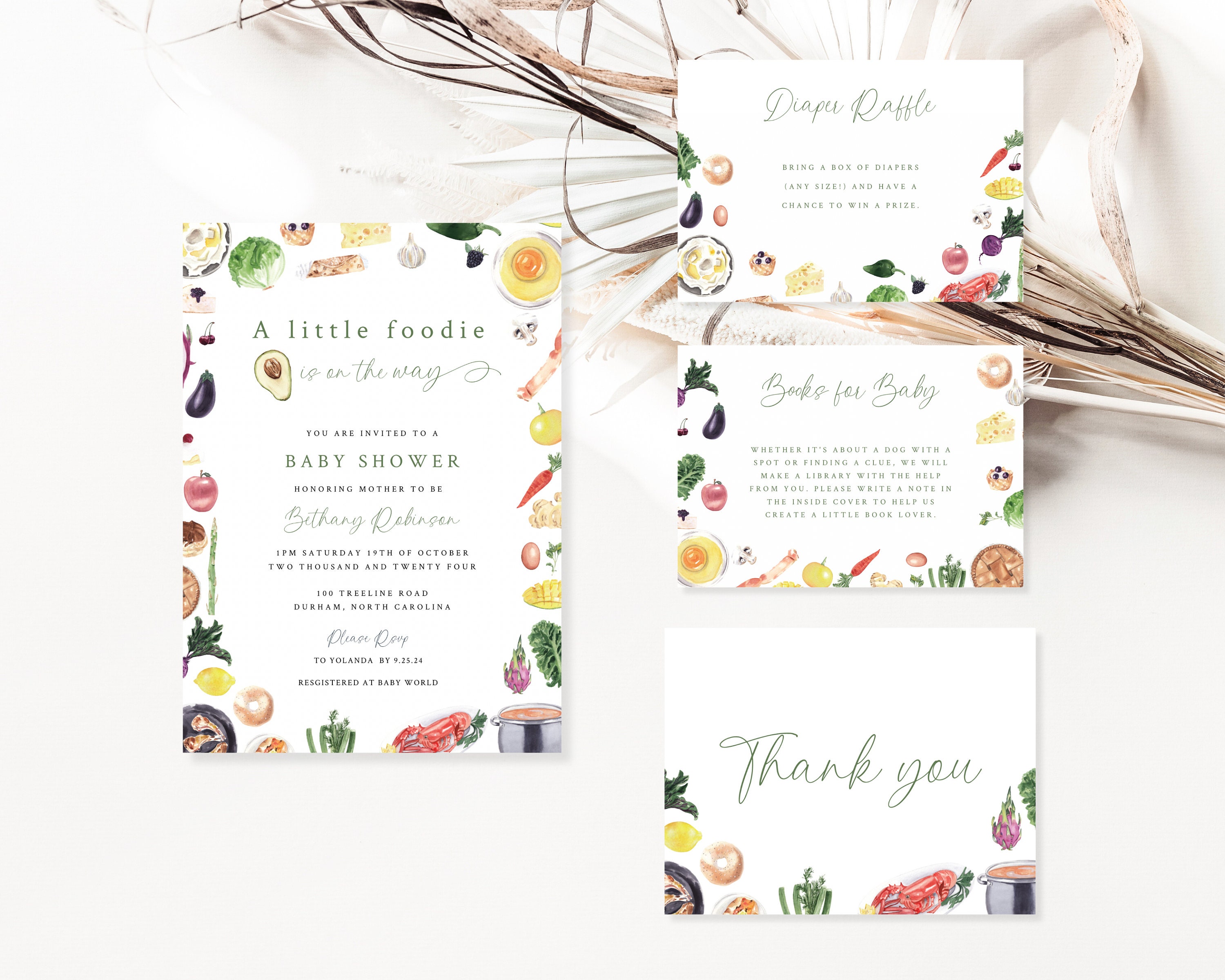 A Little Foodie is on the Way Baby Shower Invite Bundle, Locally Grown ...