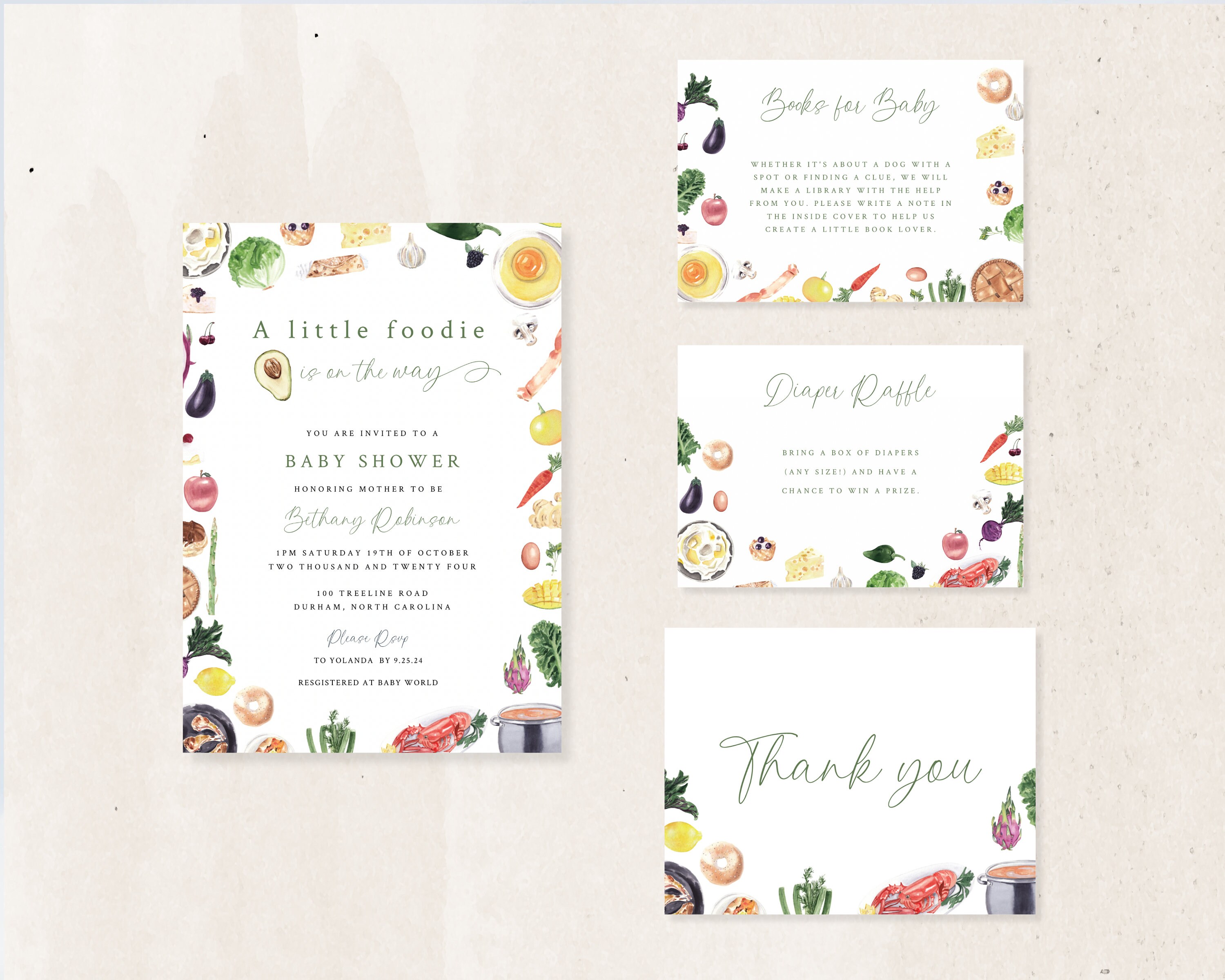 A Little Foodie is on the Way Baby Shower Invite Bundle, Locally Grown ...