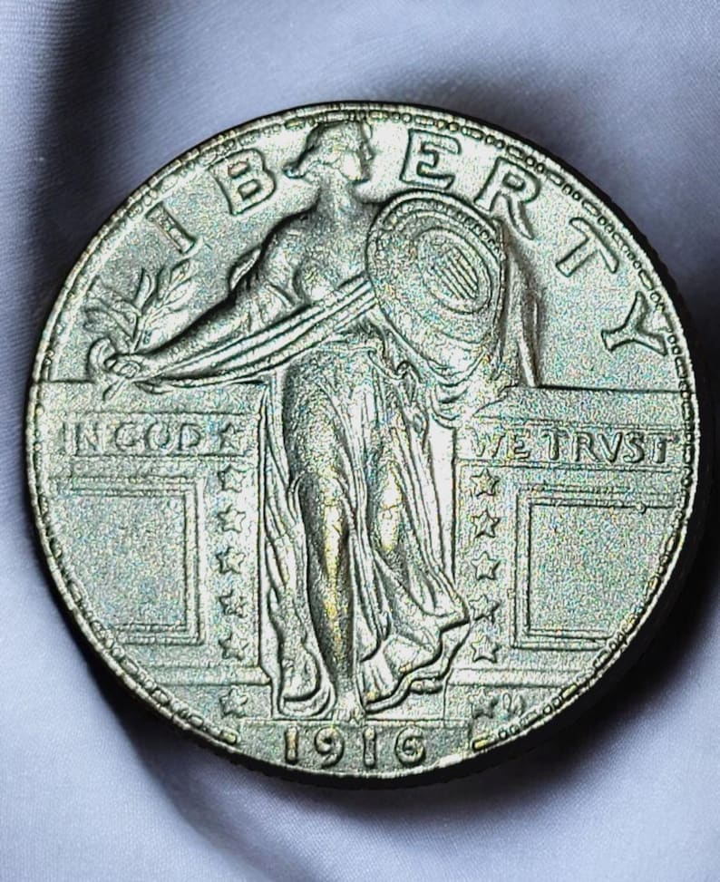 1916 Standing Liberty Quarter High Quality Silver 90% Uncirculated Coin ...