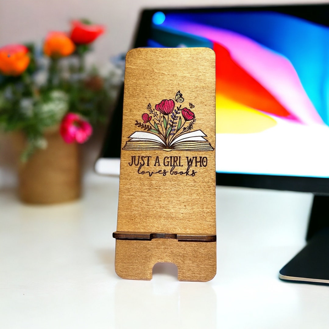 Book Lover Cell Phone Stand Friend Gift for Her Book Cell Phone Stand Practical Gift Cell Phone ...