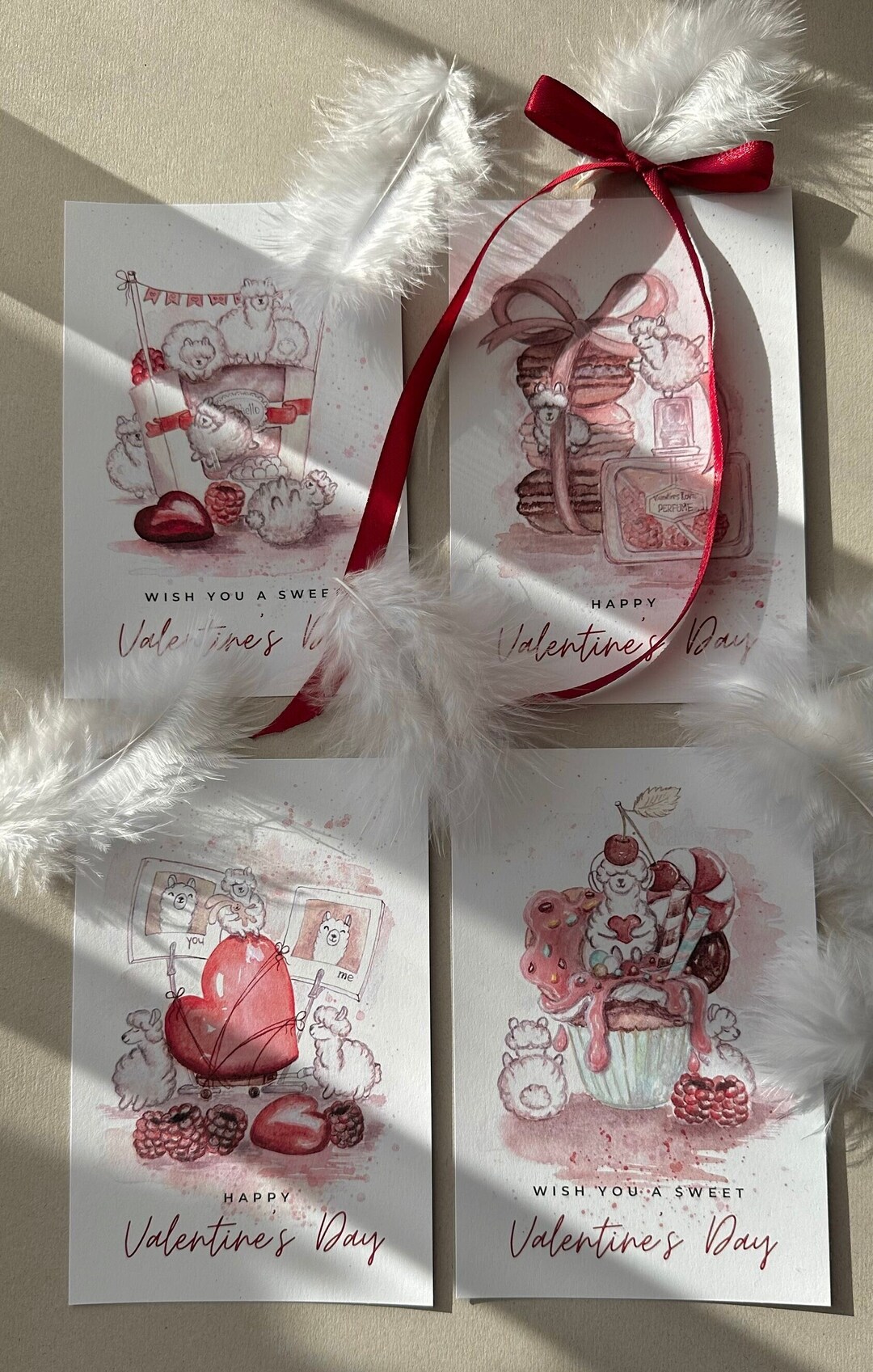 Valentines Day Postcards, 4 Printable Postcard Digital Download, Love ...