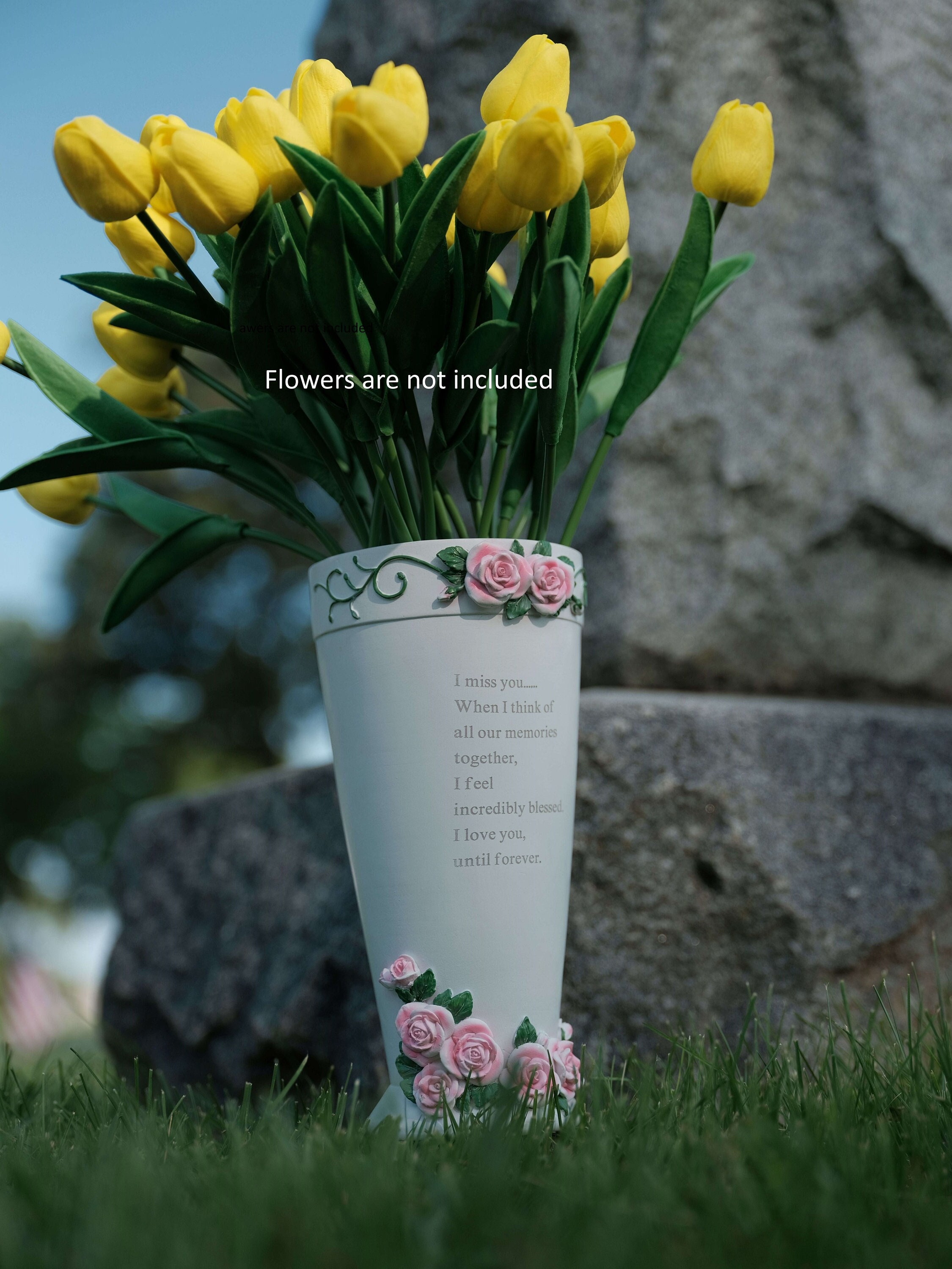 Personalized Grave Vase • Custom Cemetery Flower Holder • Engraved ...