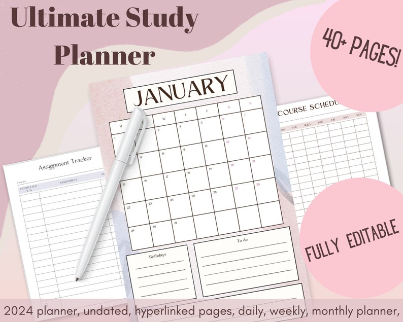 2024 Academic Digital Planner Dated Digital Planneripadsamsung Planner ...