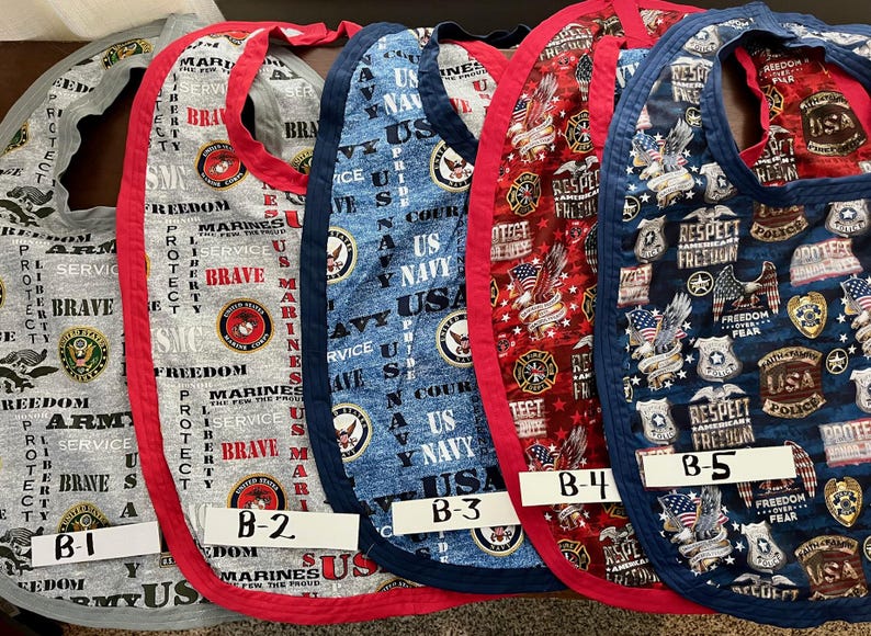 Large Bibs for Seniors in Varied Themed Patterns. Hand Made, Double ...