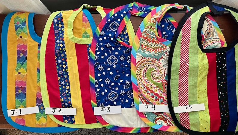 Large Bibs for Seniors in Varied Themed Patterns. Hand Made, Double ...
