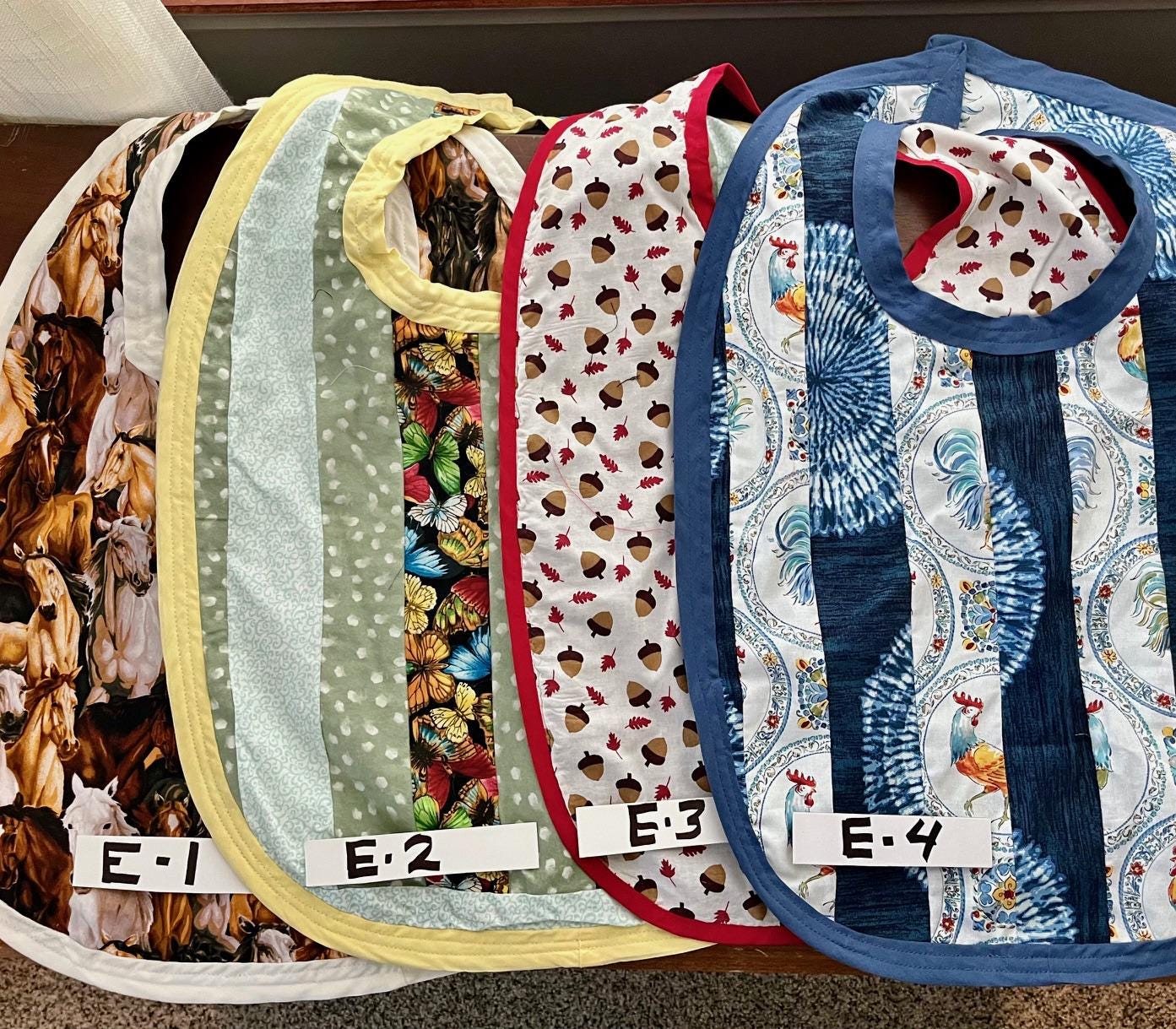 Large Bibs for Seniors in Varied Themed Patterns. Hand Made, Double ...