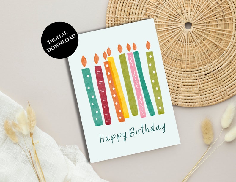 Printable Birthday Cards, Instant Download, Happy Birthday Greeting Card, Print at Home, Digital ...
